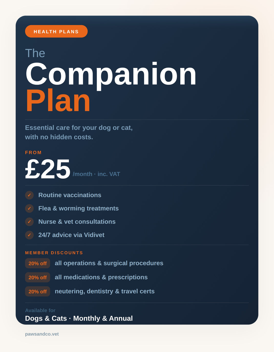 Pet Health Plans from £25/mo | Paws & Co Veterinary Centre
